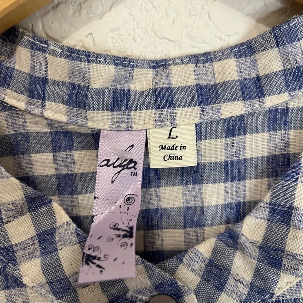 Alya | Tops | Francescas Collection Alya Blue Gingham Checkered Henley ...